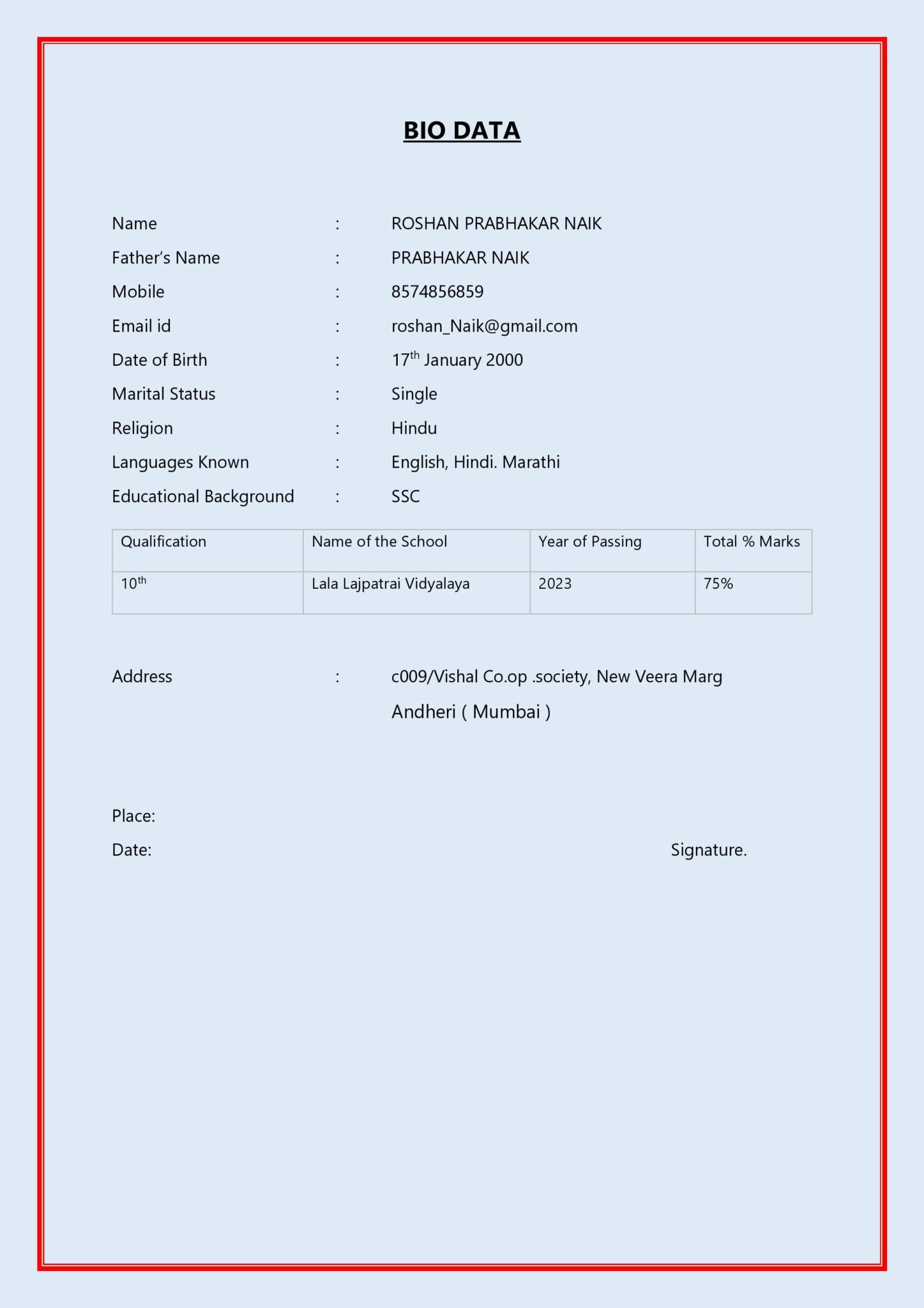 BIO-DATA-05 – WORD ASSIGNMENTS